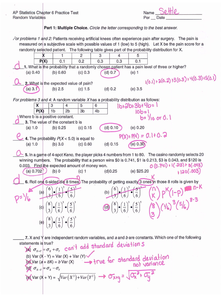 Stats 6 Practice Test Ans | PDF