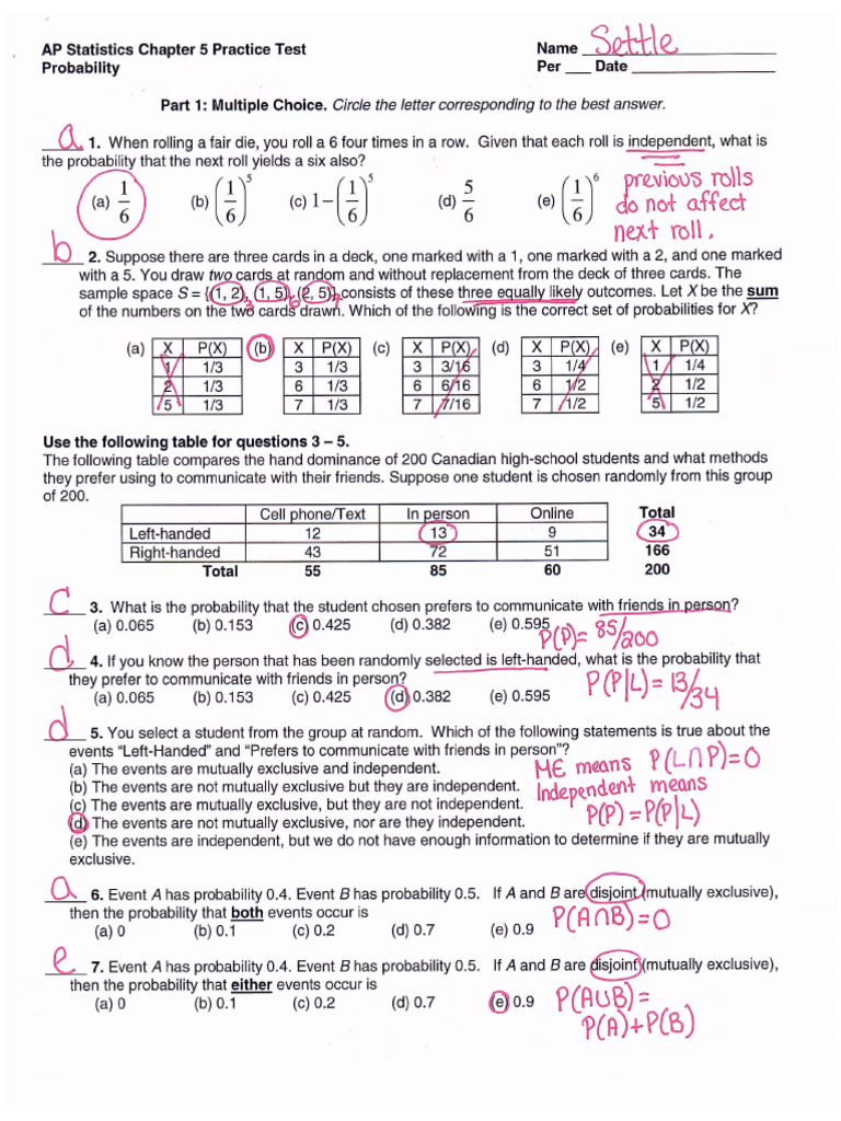 Chapter 5 Answer Key | PDF