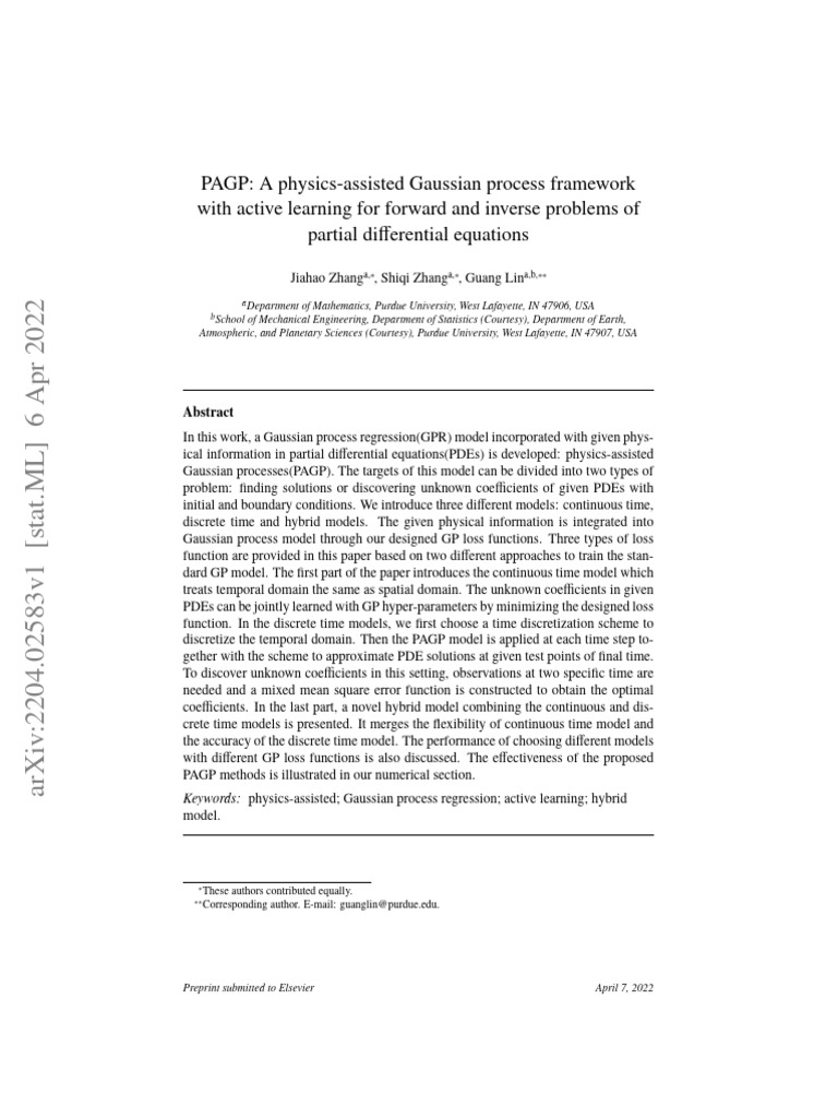 PAGP A Physics-Assisted Gaussian Process Framework | PDF | Partial Differential Equation ...