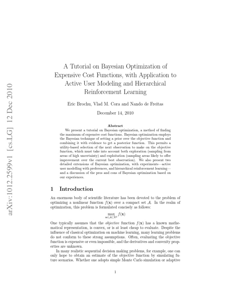A Tutorial On Bayesian Optimization of | PDF | Mathematical ... A Tutorial On Bayesian Optimization of | PDF | Mathematical ...