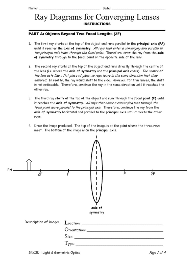Converging Lens Ray Diagrams | PDF | Lenses | Atomic