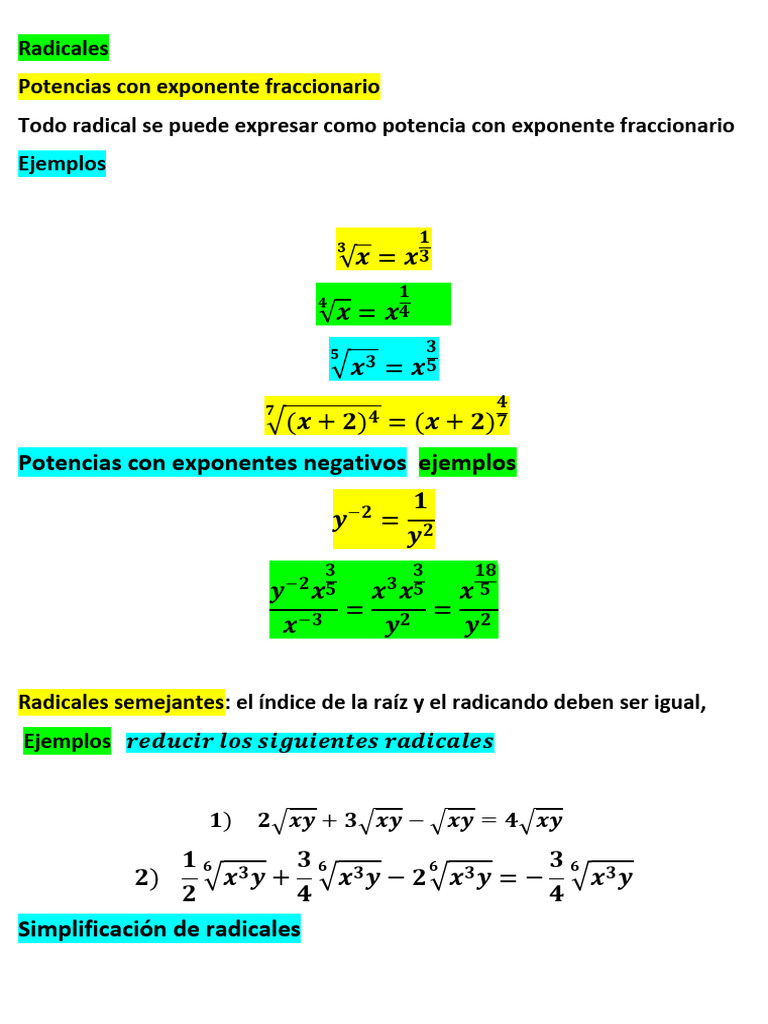 Simplificación y Racionalización de Radicales | PDF | Números ...