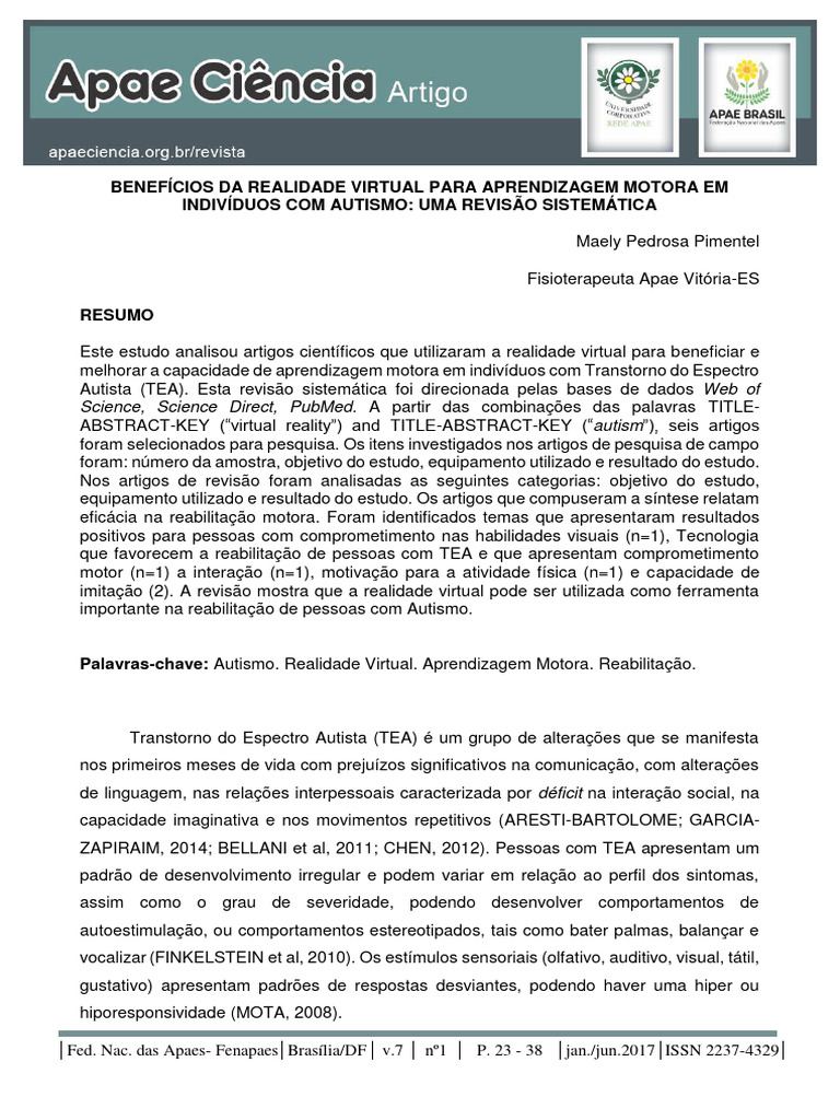 Apaeadmin, Gerente Da Revista, Artigo 3 | PDF | Espectro do autismo | Aprendizado