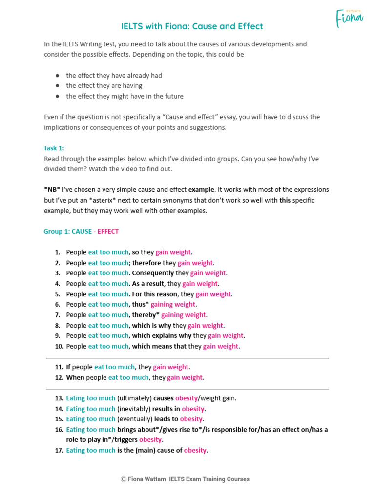 Task 2 Cause and Effect | PDF | Obesity | Causality