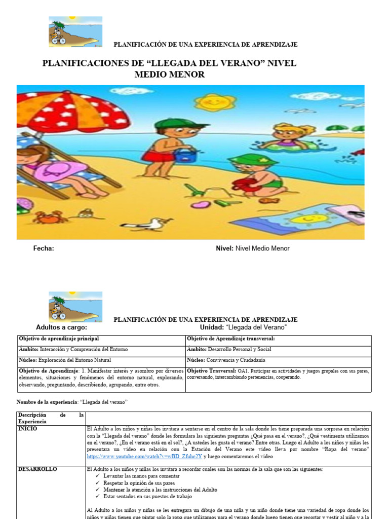 Planeación de Actividades para Verano | PDF | Aprendizaje | Las emociones