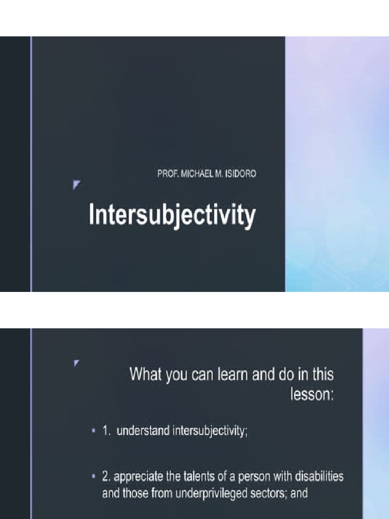 Lesson 6 Intersubjectivity | PDF
