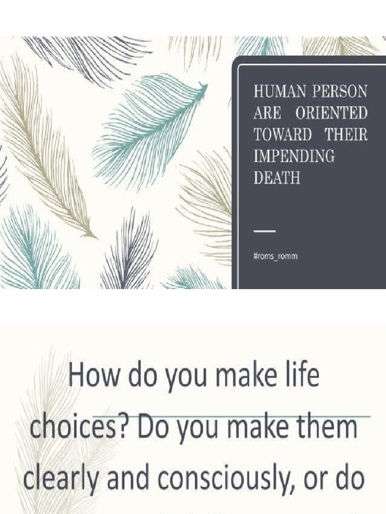 Lesson 8 Human Person Are Oriented Toward Their Impending Death | PDF
