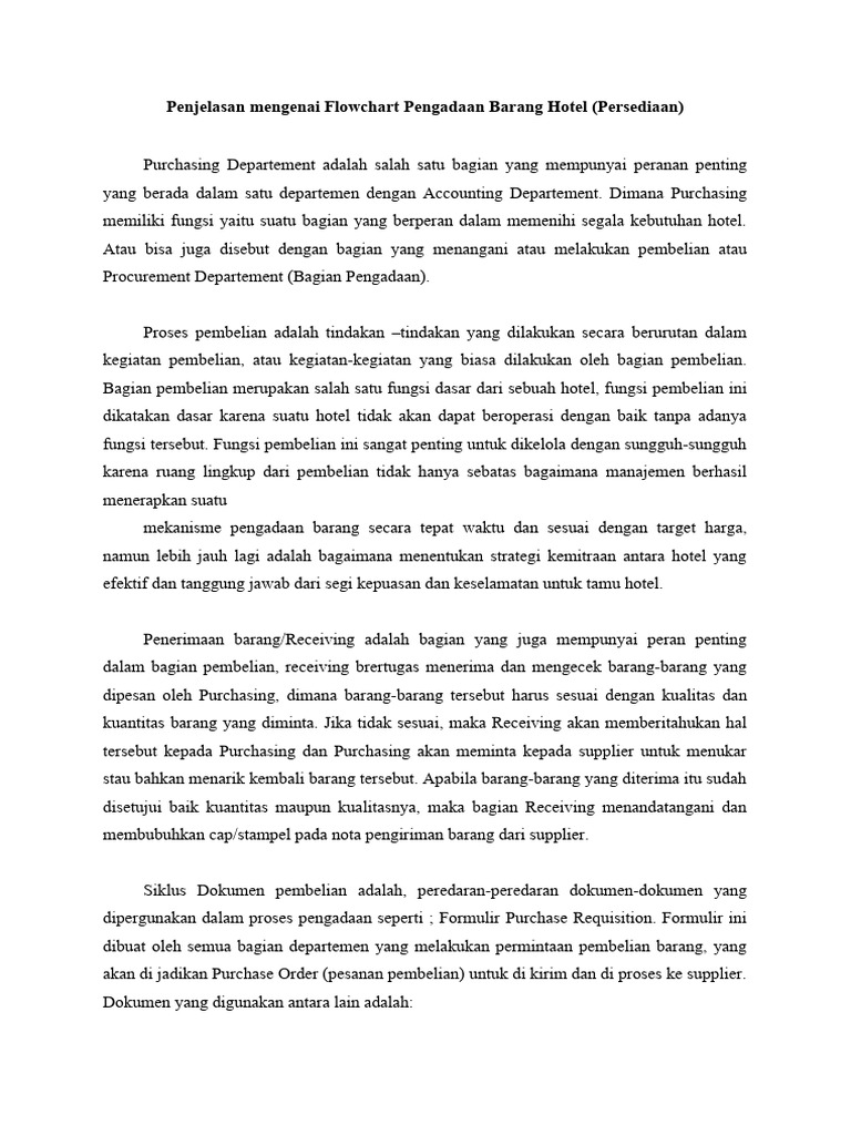 Flowchart Pengadaan Barang Hotel | PDF