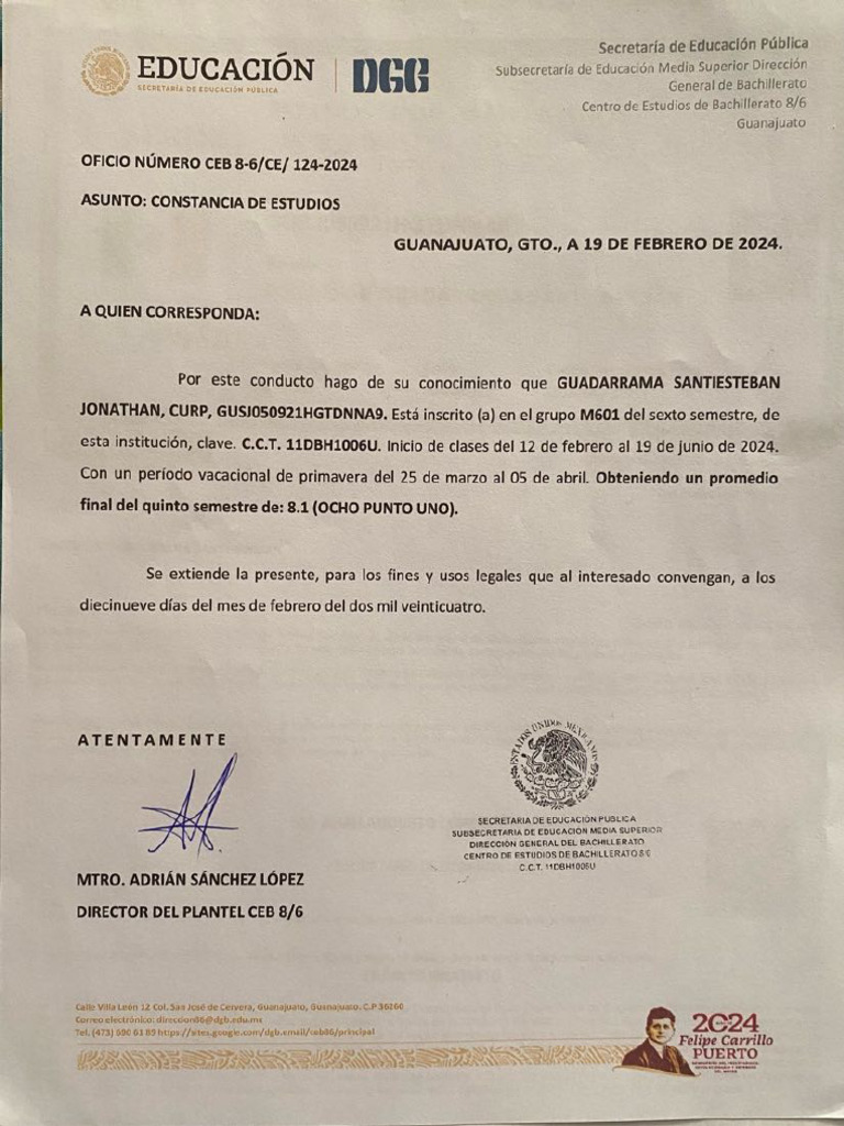 Constancia de Estudios | PDF