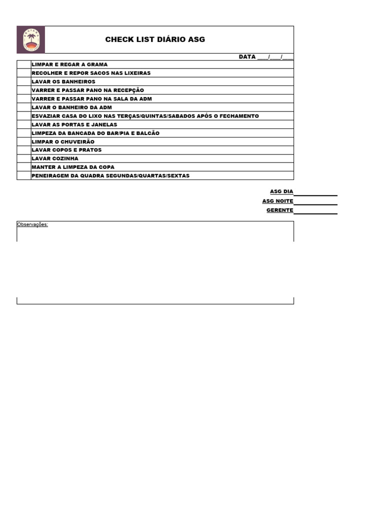 Check List Diario Asg | PDF