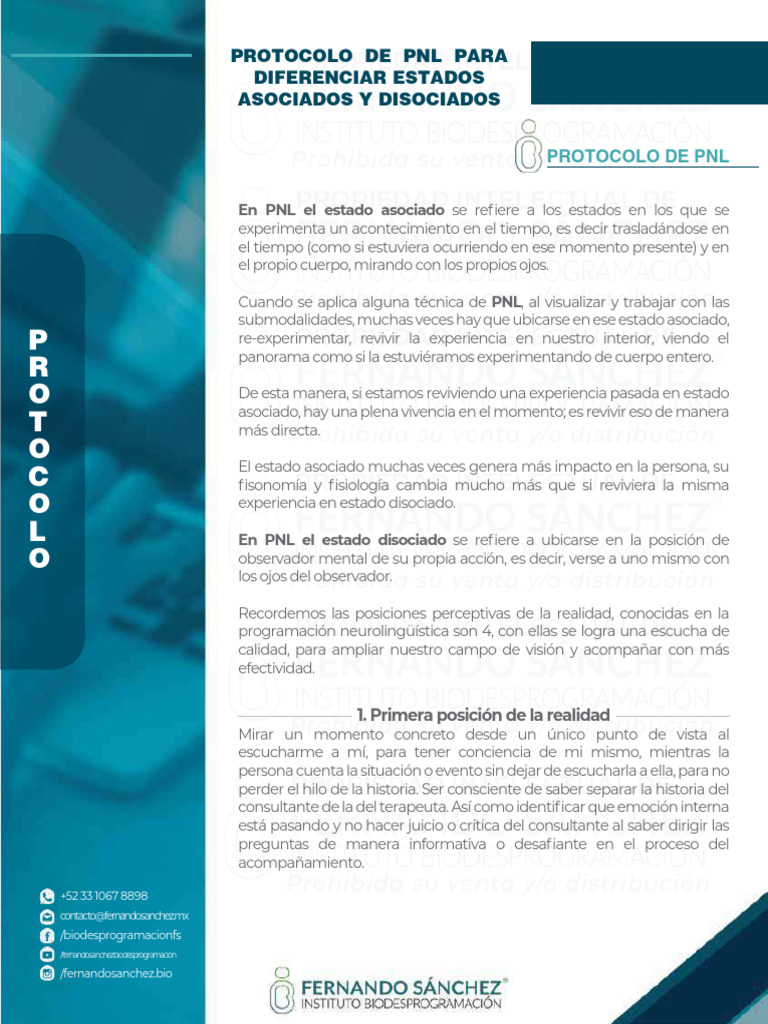 M10 U1 PROTOCOLO DE PNL PARA DIFERENCIAR ESTADOS ASOCIADOS Y DISOCIADOS - Compressed | PDF ...