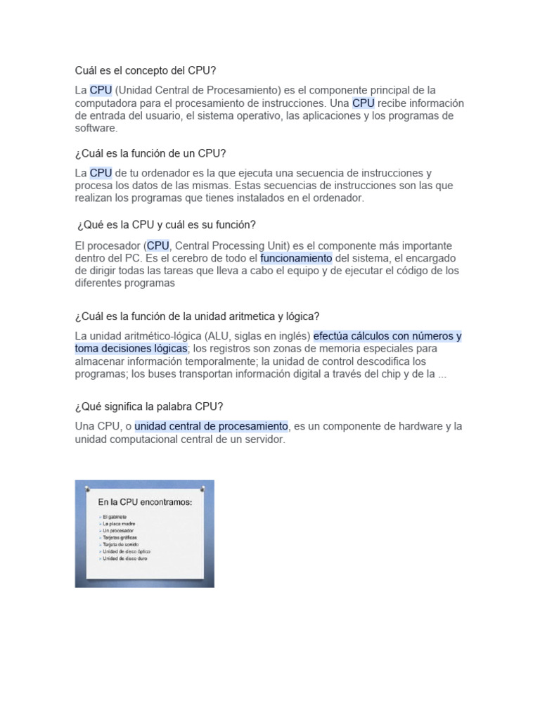Cuál Es El Concepto Del CPU | PDF