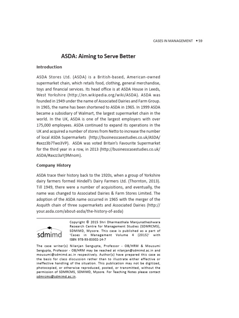 ASDA: Aiming To Serve Better | PDF | Recruitment | Parental Leave