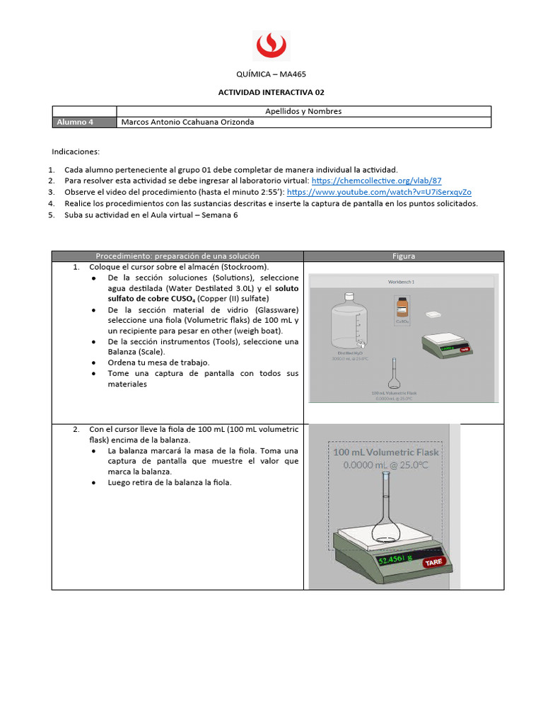 Act.03 - Actividad Asincrónica - 02 - Laboratorio Interactivo - G1 - Alumno - 4 | PDF | Química ...