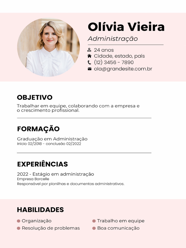 Currículo Simples Com Foto e Informações Branco e Cinza | PDF