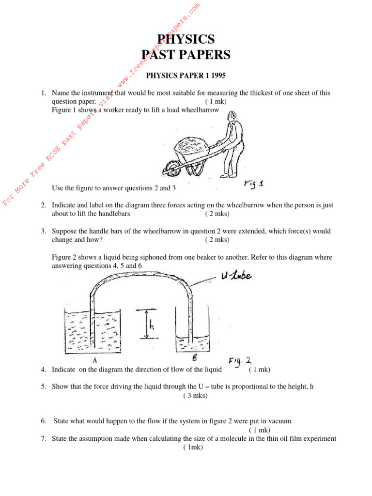 1995 Kcse Physics Papers - 1 | PDF | Radioactive Decay | Emission Spectrum
