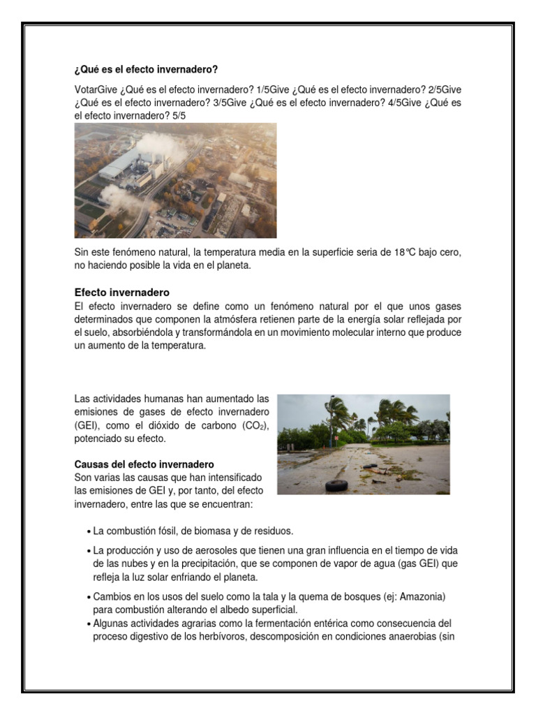 Qué Es El Efecto Invernadero | PDF | Gases de efecto invernadero ...