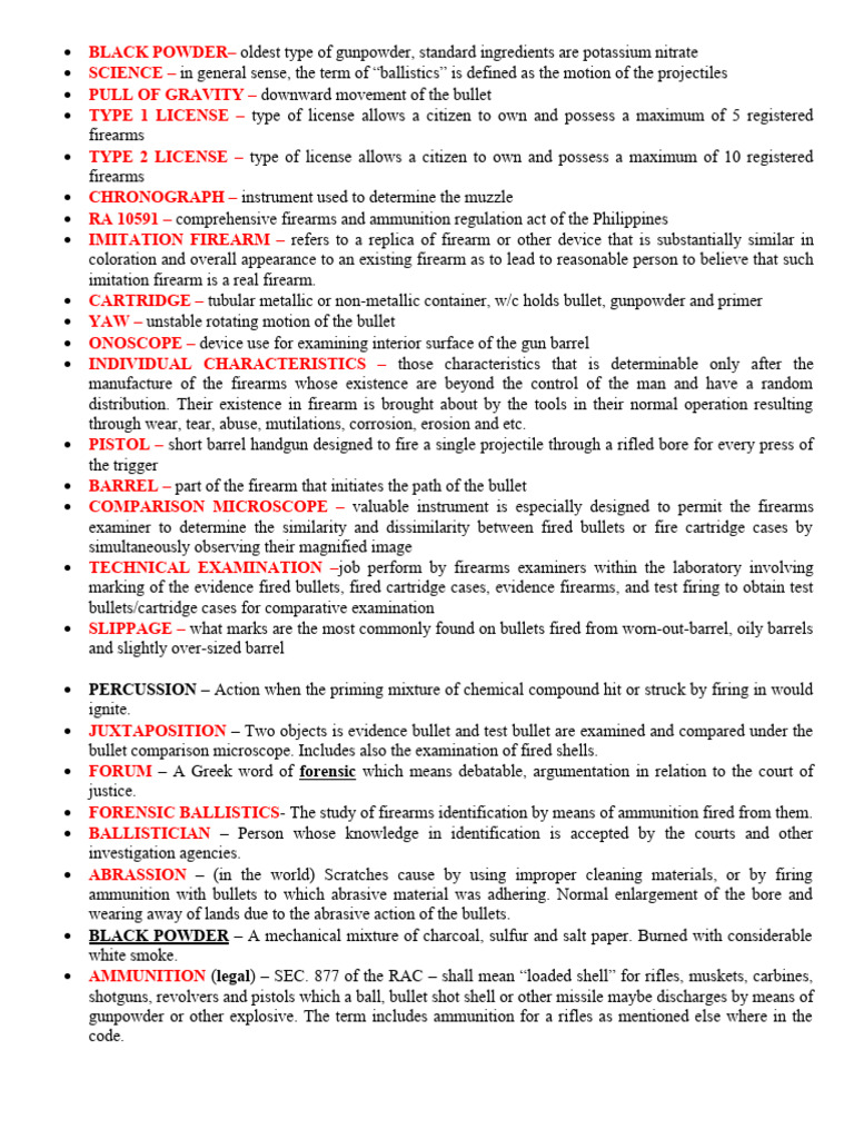 Forensic Ballistics Reviewer | PDF | Gun Barrel | Cartridge (Firearms)