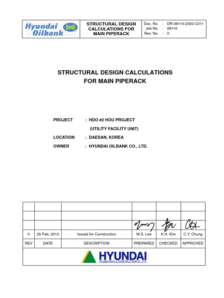 Structural Design Calculations For Main Piperack | PDF | Strength Of Materials | Beam (Structure)