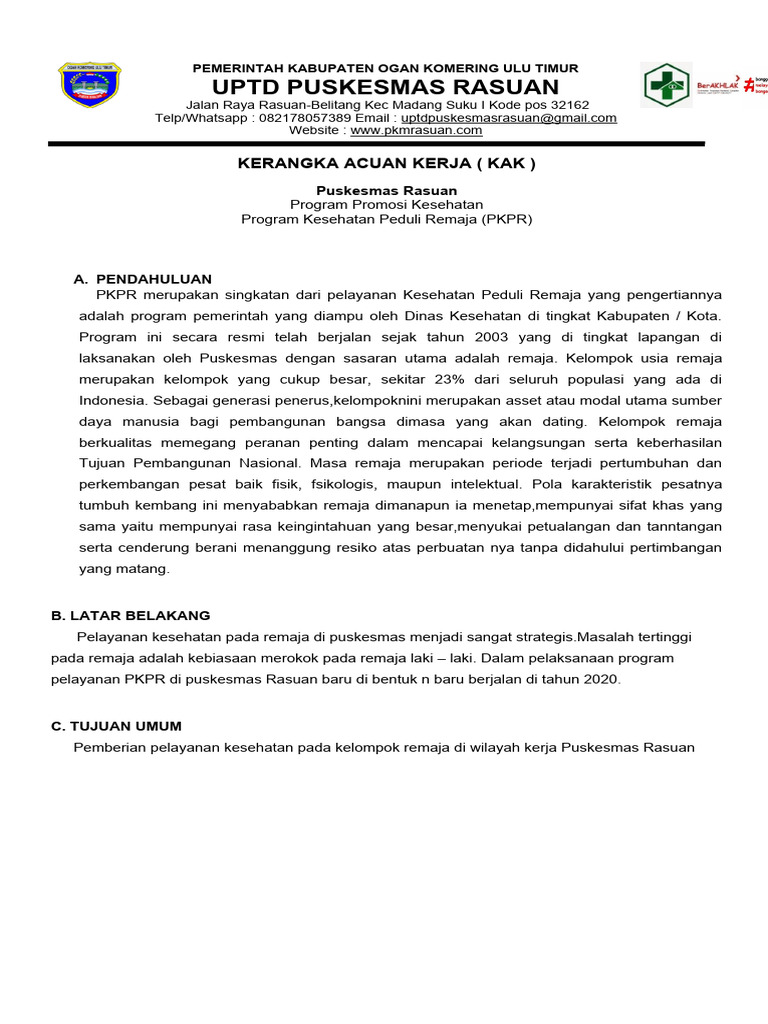 Program Kesehatan Remaja Puskesmas Rasuan | PDF