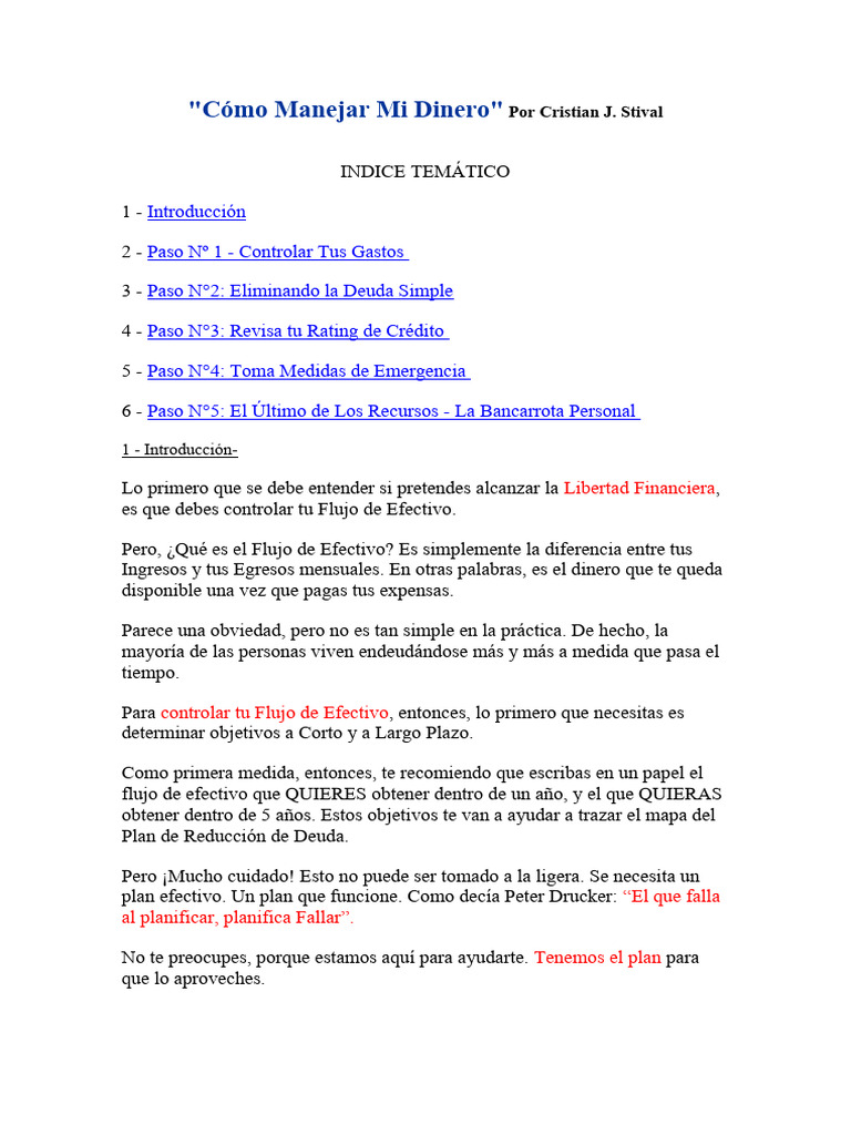 Cómo Manejar Mi Dinero | PDF | Tarjeta de crédito | Deuda