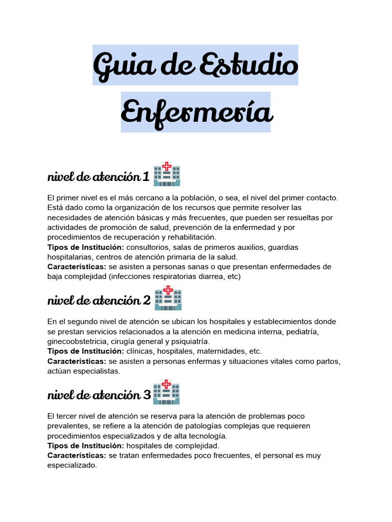 Guia de Estudio - Enf | PDF | Asistencia sanitaria preventiva | Enfermería