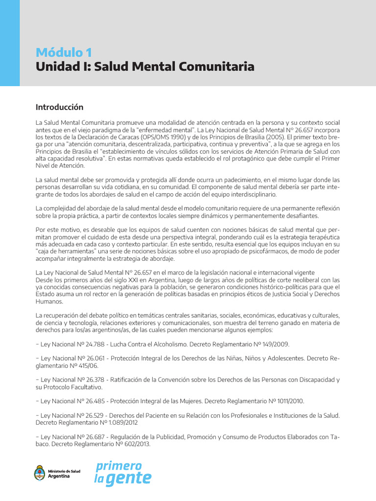 Módulo 1, Unidad 1 | PDF | Salud mental | Hospital