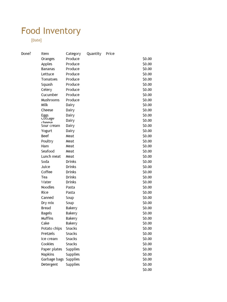 Grocery Stock List | PDF | Drink | Pasta