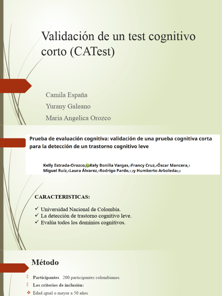 Validación de Un Test Cognitivo Corto (CATest | PDF