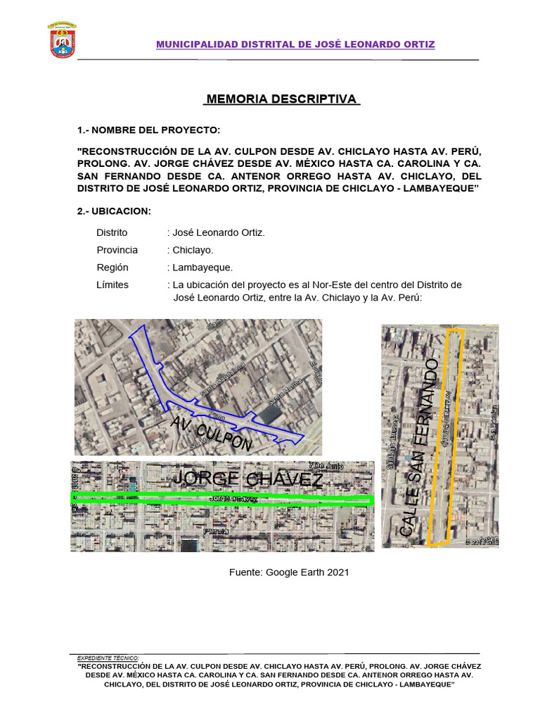 Memoria Descriptiva Culpon | PDF | Alcantarillado | Presupuesto