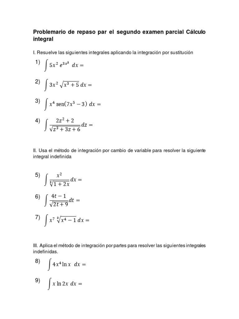 Problemario de Cálculo Integral | PDF