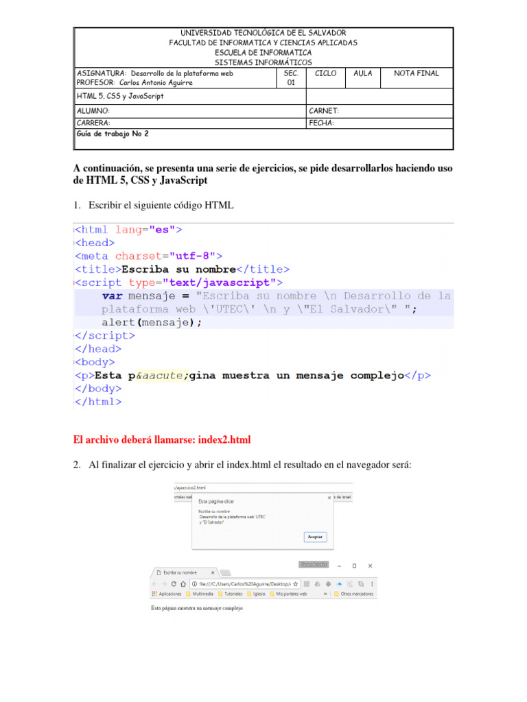 Guia No 2 Html5-Css-Javascript | PDF
