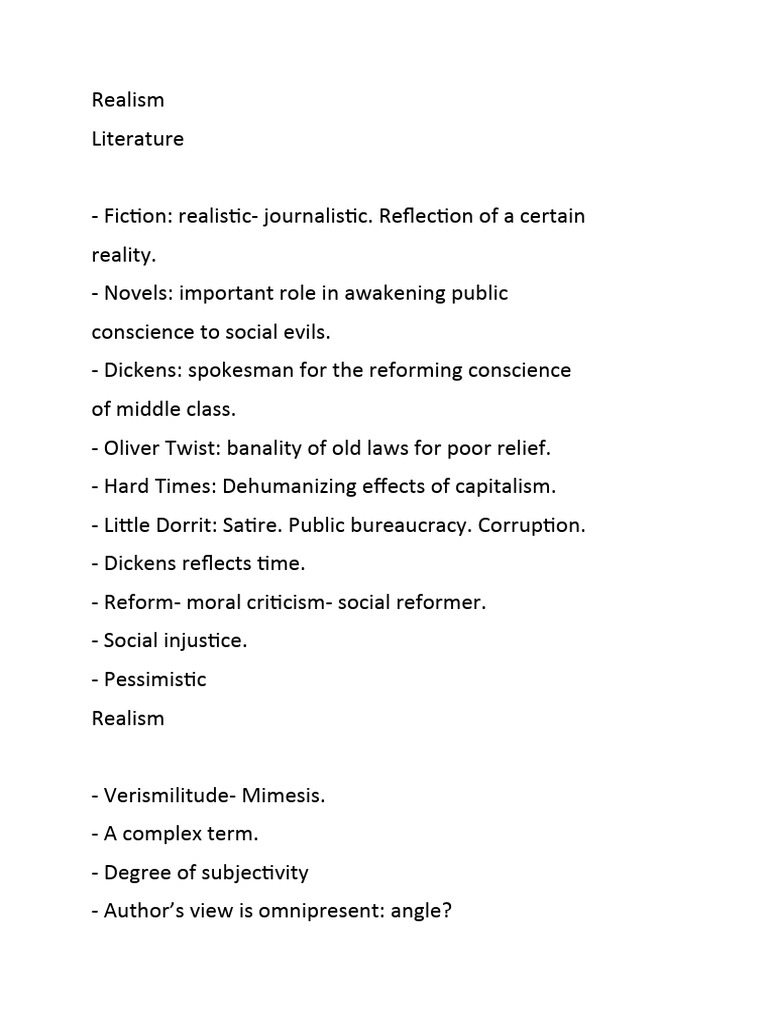 Realism | PDF | Realism (Arts) | Charles Dickens