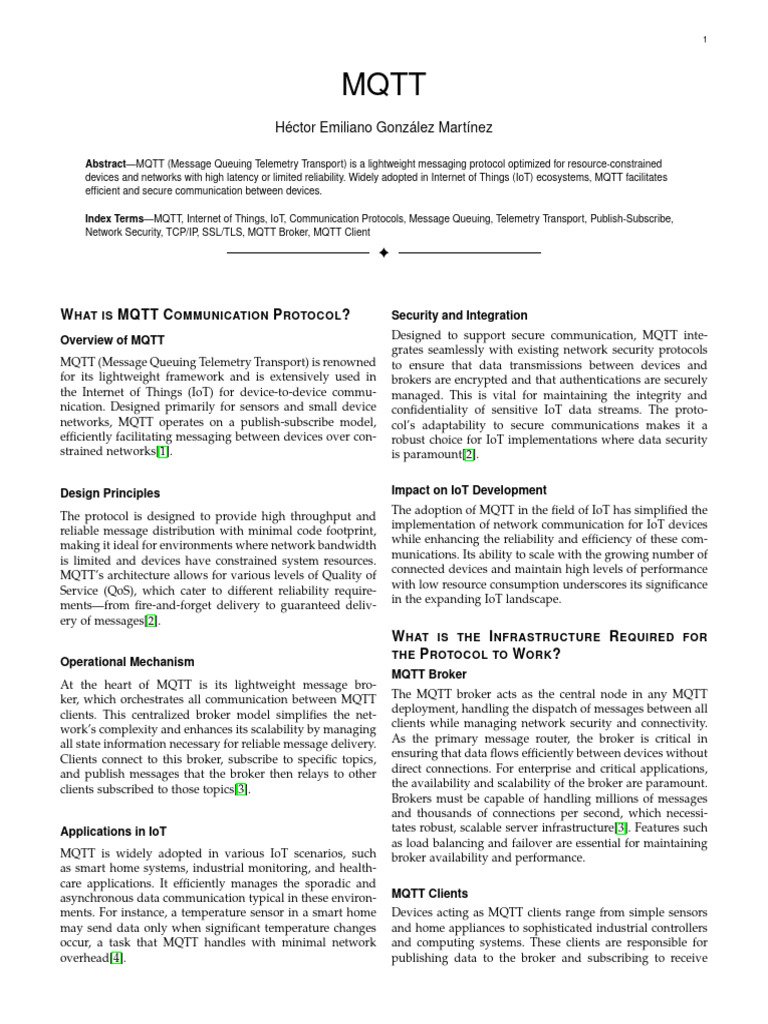 MQTT | PDF | Computer Network | Internet Of Things