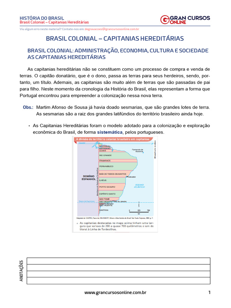 Capitanias Hereditárias No Brasil Pdf Brasil Portugal
