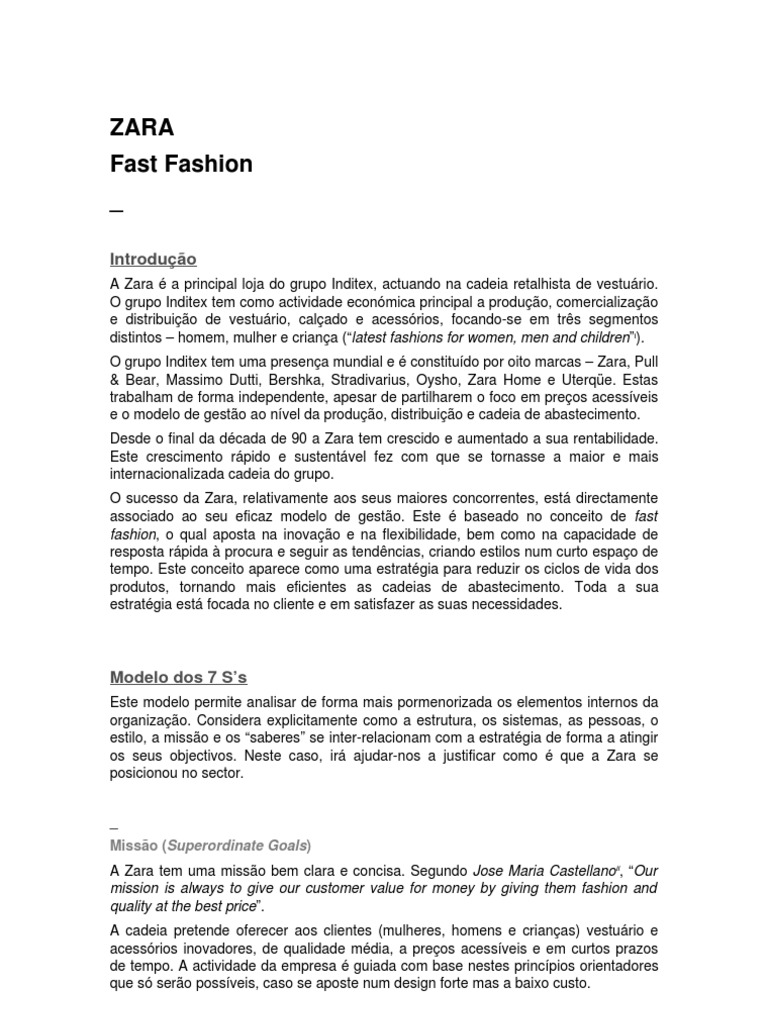 Case Study - Zara Final | PDF | Indústrias | Cadeia de suprimentos