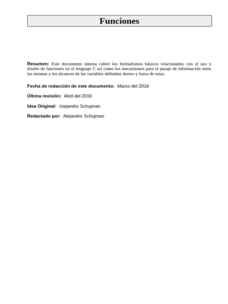 Funciones en C | PDF | Función (Matemáticas) | Variable (informática)