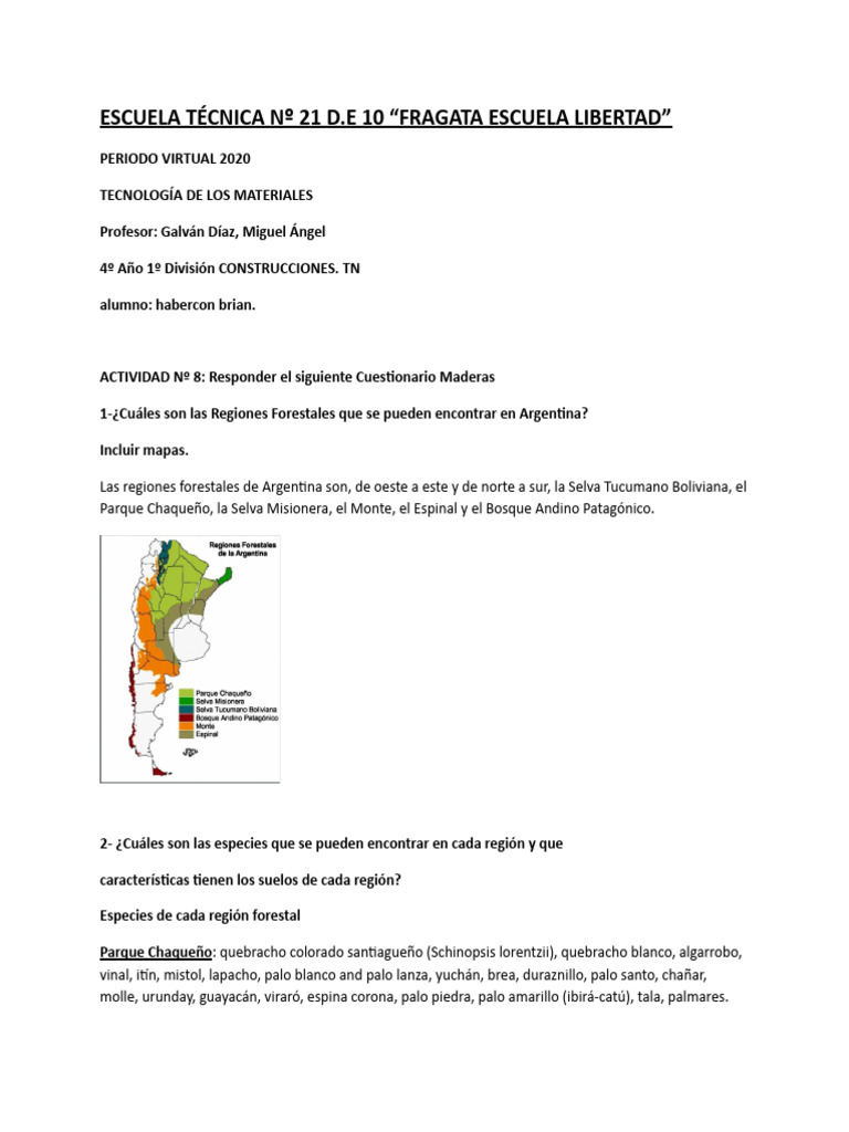 TP Tipos de Maderas | PDF | Tallo de la planta