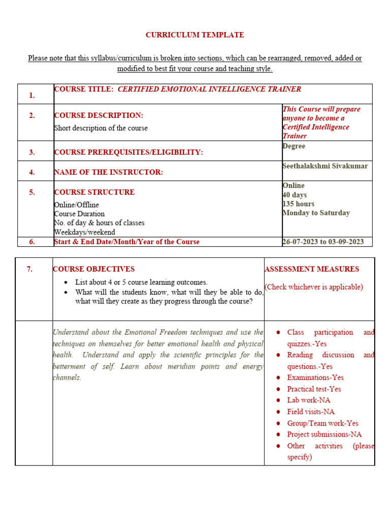 SDC Canada CurricULAM - Emotional Intelligence | PDF | Emotional Intelligence | Curriculum