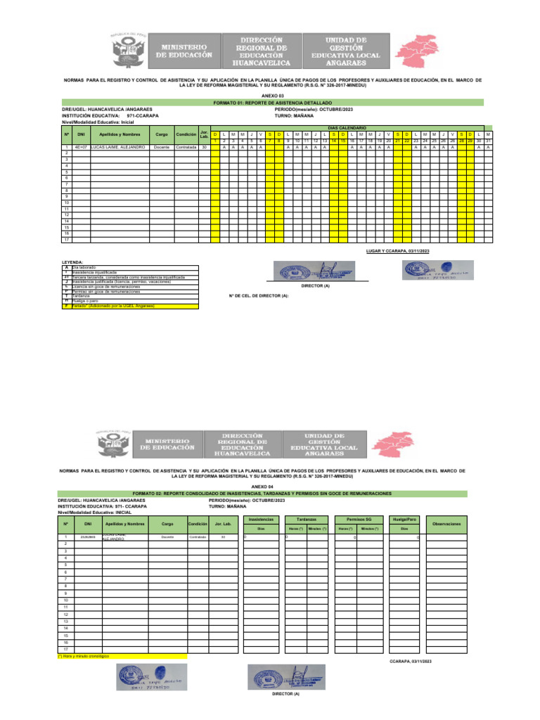 Formato de Parte Mensual (Anexo 03) - 2023 | PDF