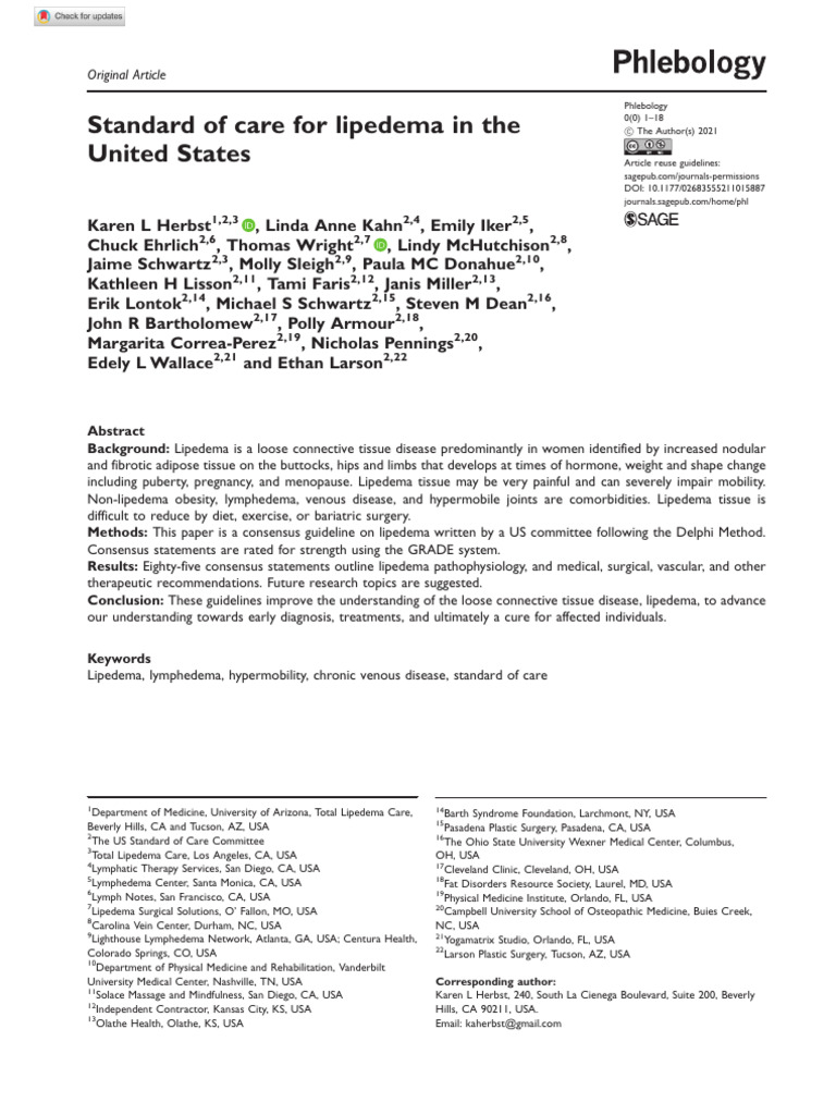 Standard of Care For Lipedema in The | PDF | Medical Specialties | Clinical Medicine