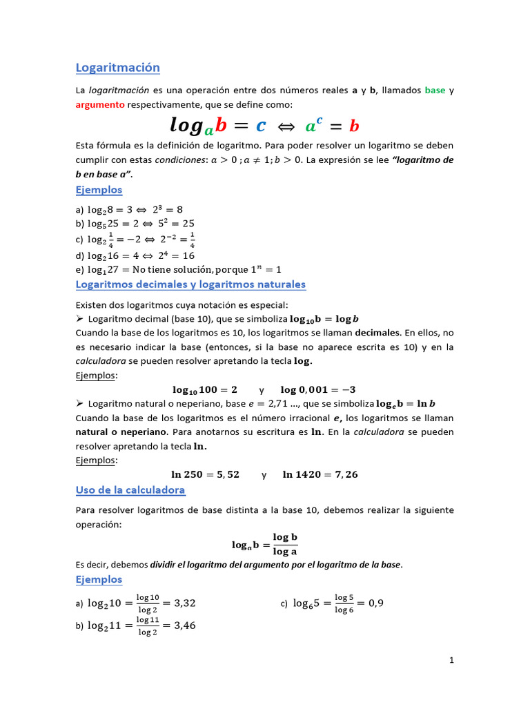 Logaritmos | PDF | Logaritmo | División (Matemáticas)