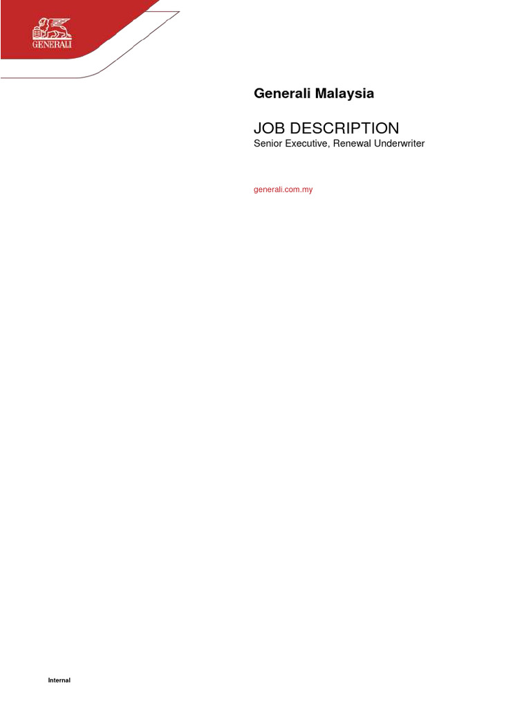 Generali JD - Senior Executive, Renewal Underwriter | PDF ...