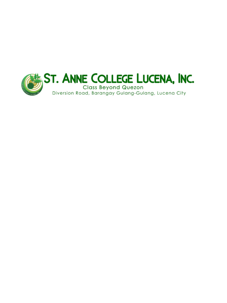 Standard Logo of St. Anne College Lucena Inc | PDF