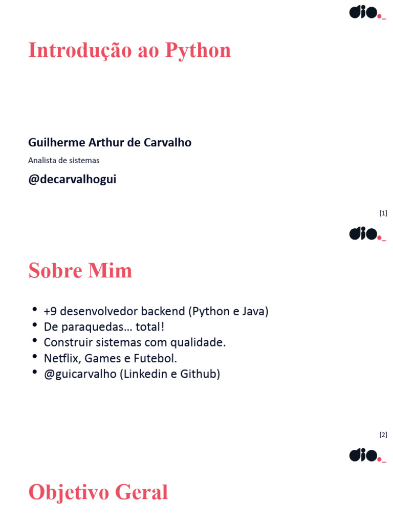 01 - (Dio) Introdução Ao Python | PDF | Python (linguagem de ...