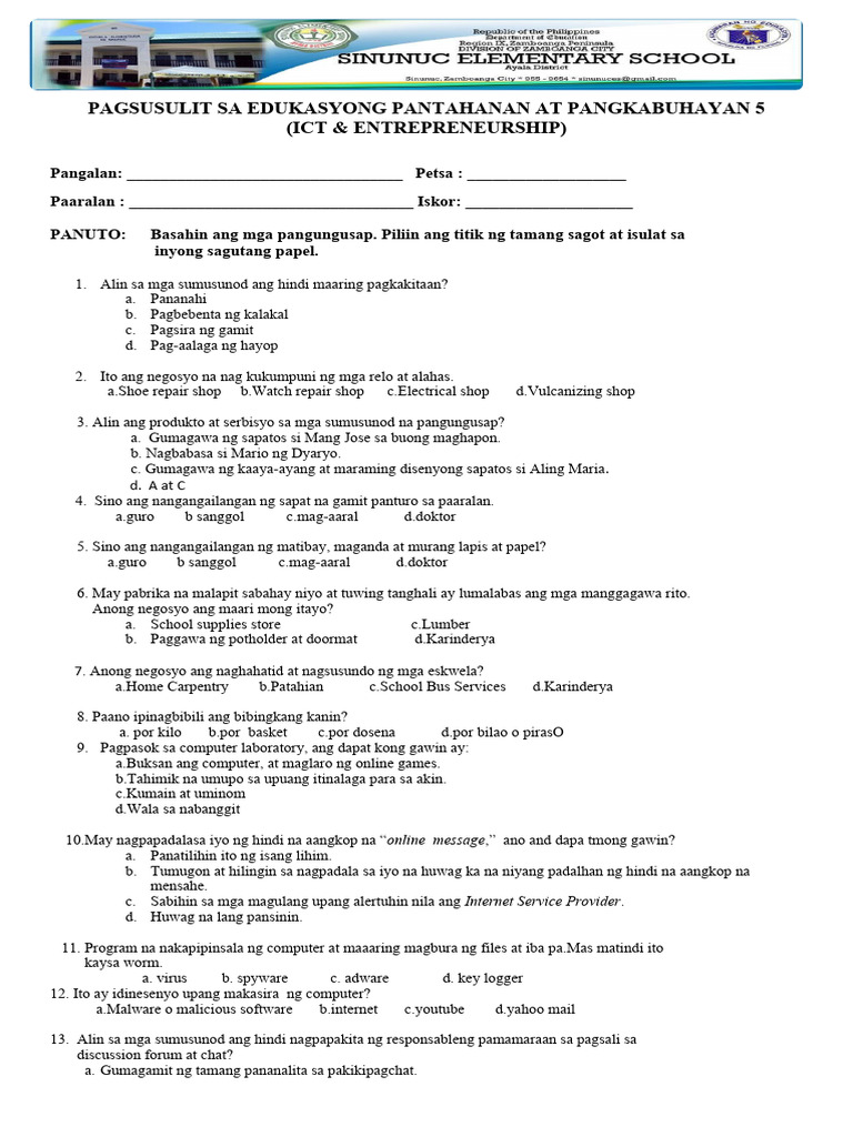 PT - Epp-Ict 5 - Q1 | PDF