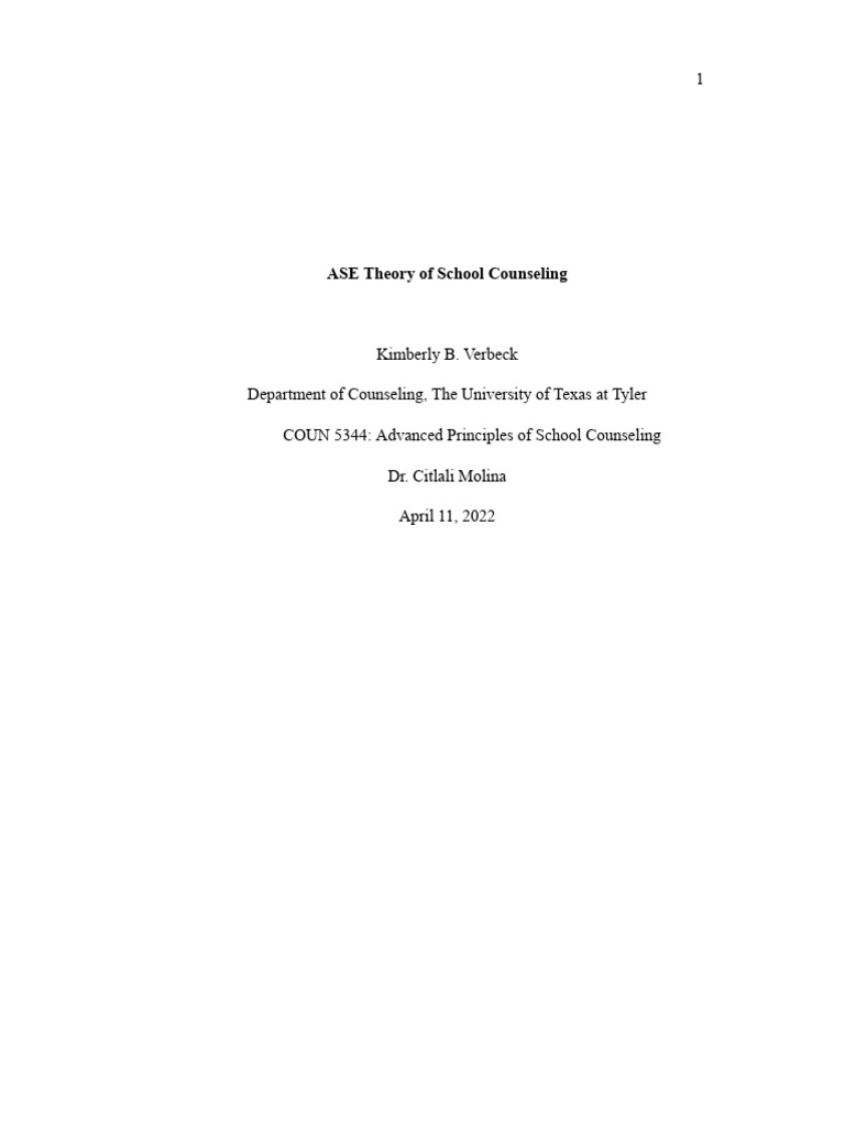ASE Theory in School Counseling Explained | PDF | School Counselor ...