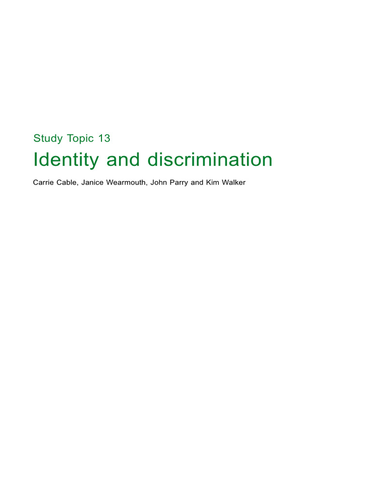 Study Topic 13 Identity and Discrimination | PDF | Identity (Social ...