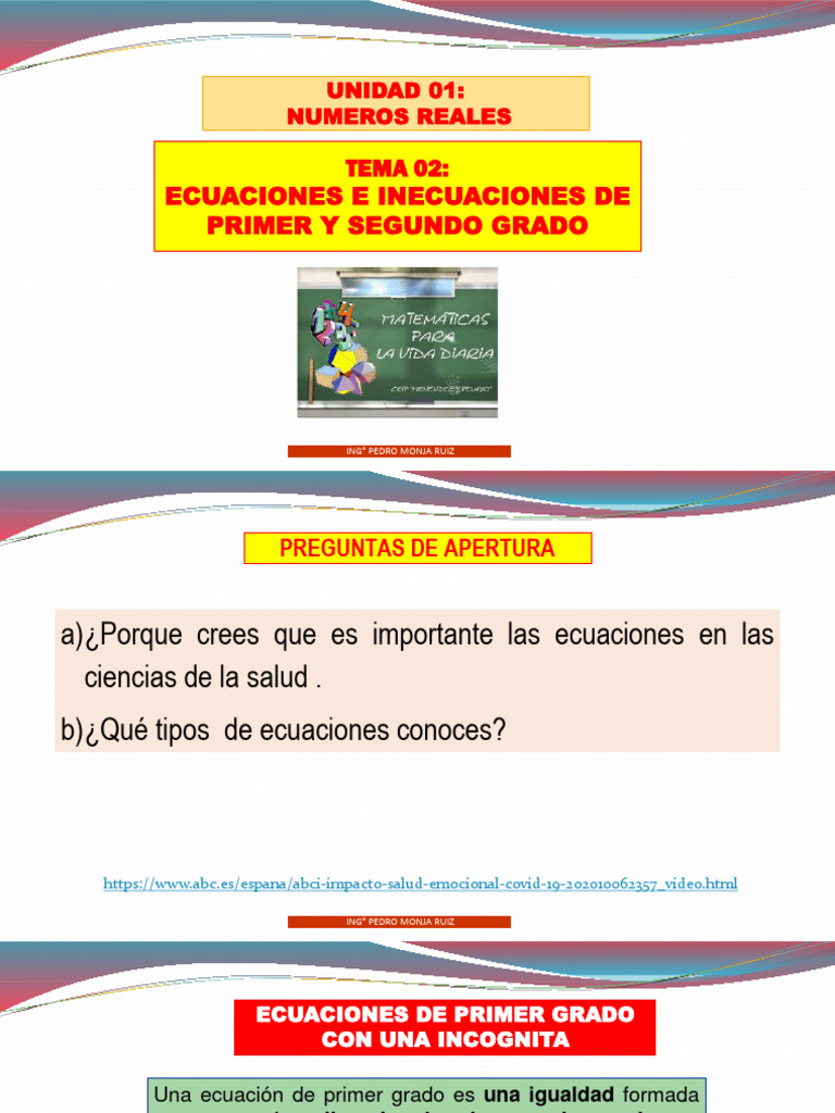 Ecuaciones e Inecuaciones de Primer, Segundo Grado y Fraccionarias | PDF | Ecuaciones | Ecuación ...