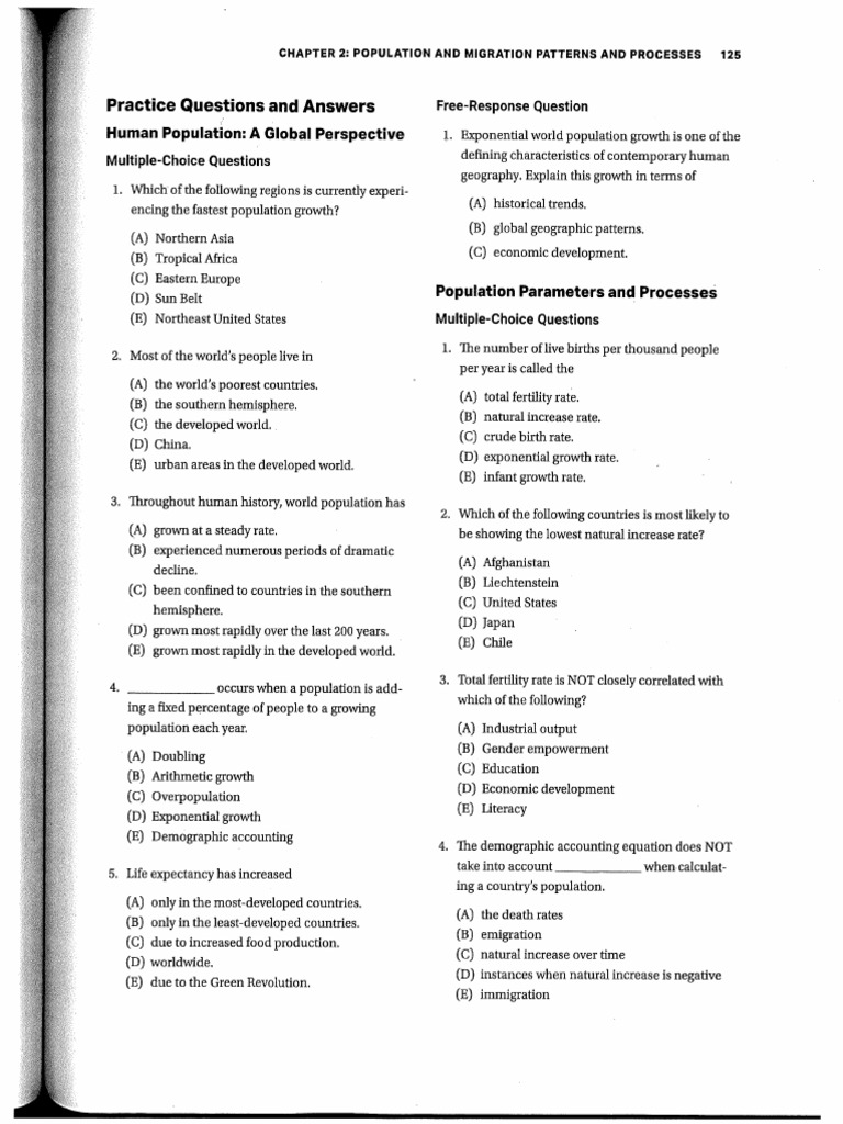 (APHG) Unit 2 Test Practice Questions | PDF